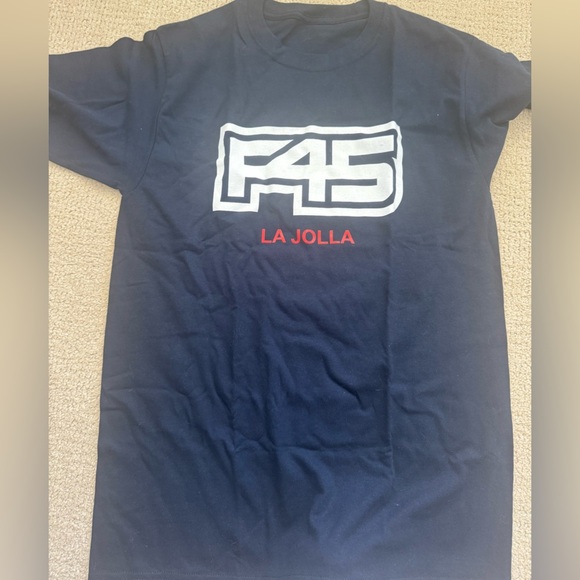 F45 | Tops | Black Graphic F45 Tshirt With Red And White Print | Poshmark